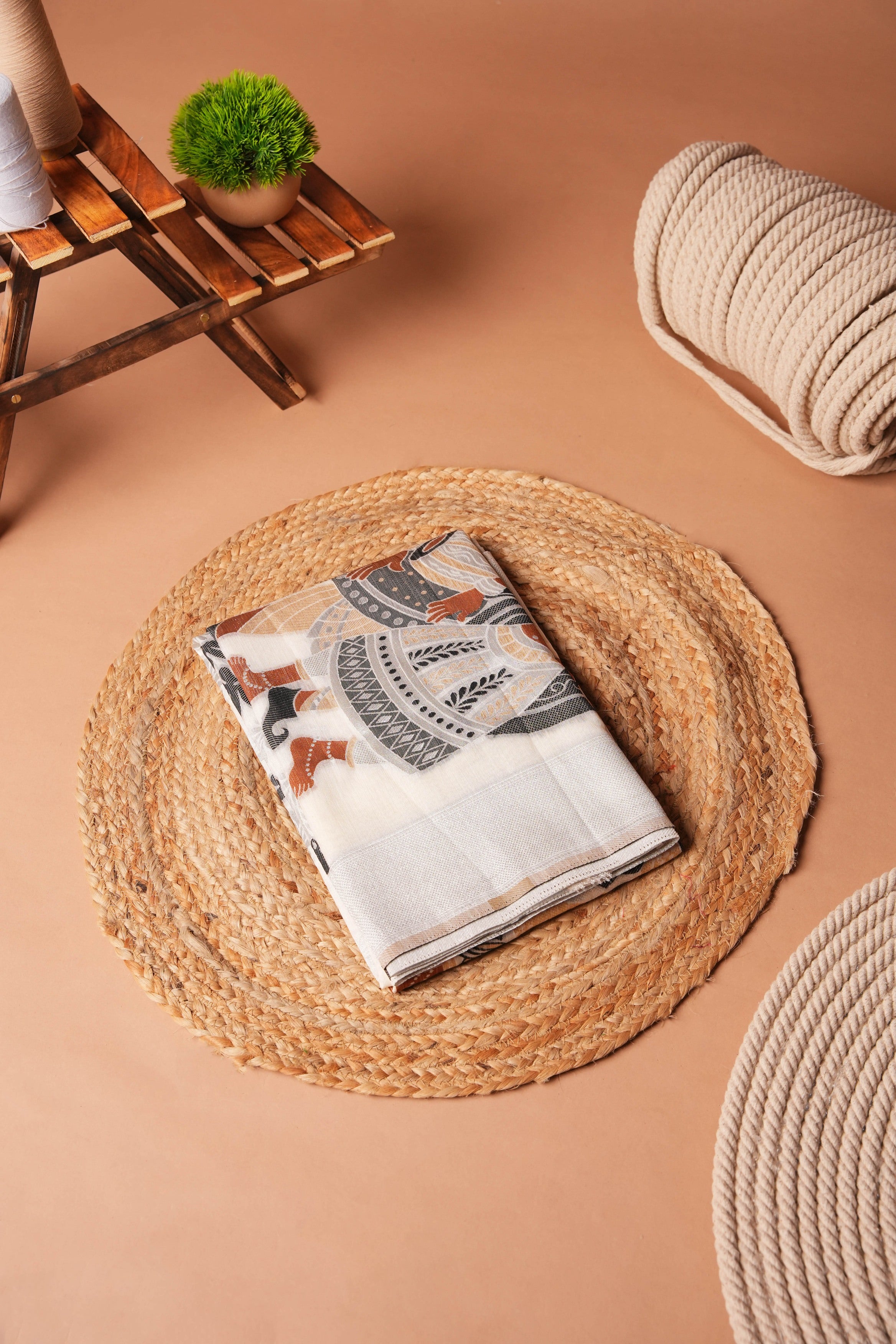 White Nylon Baluchari Design Saree – rävya