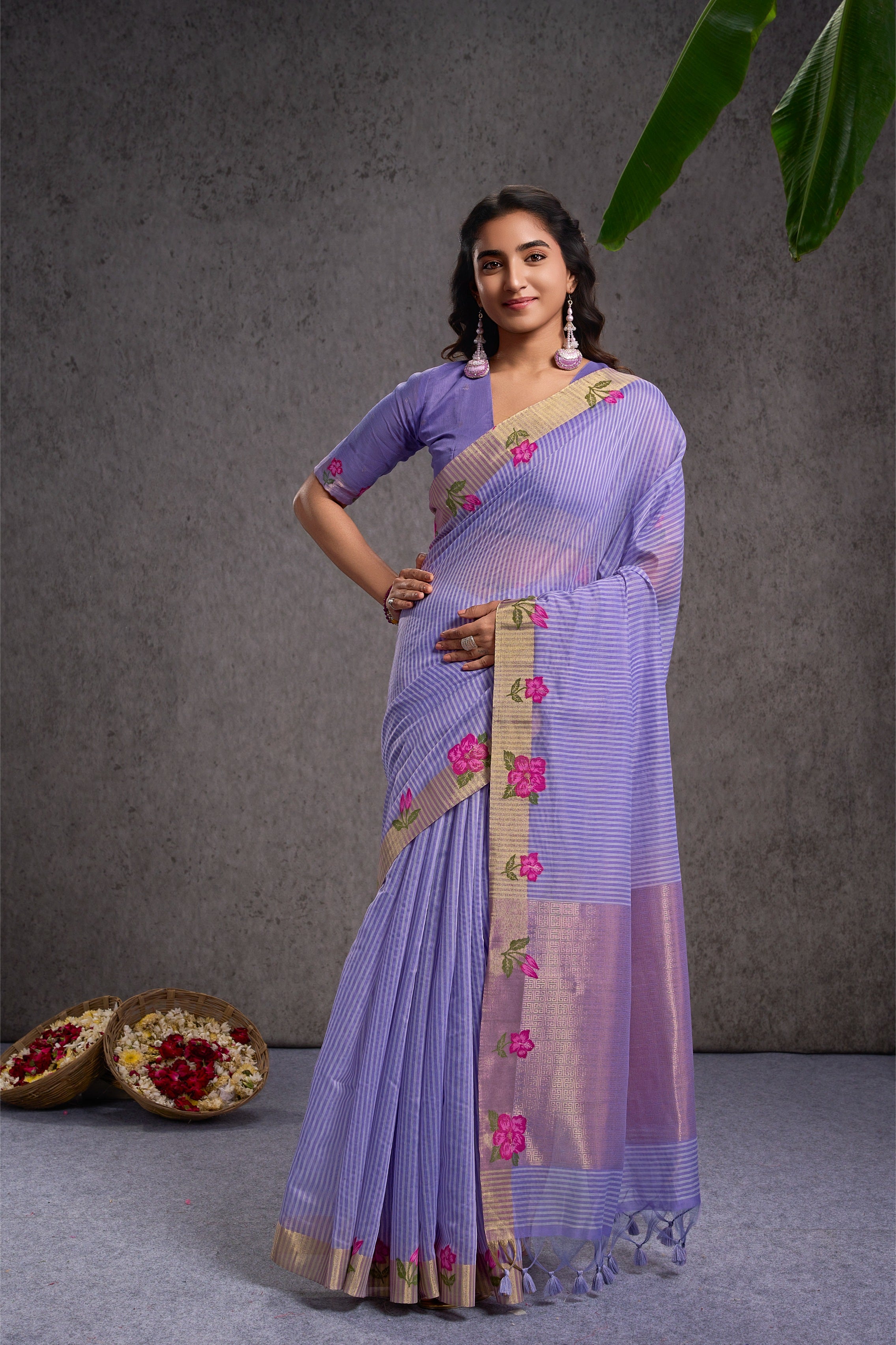 Madhurima Spun Polyester Floral Purple Saree. – rävya